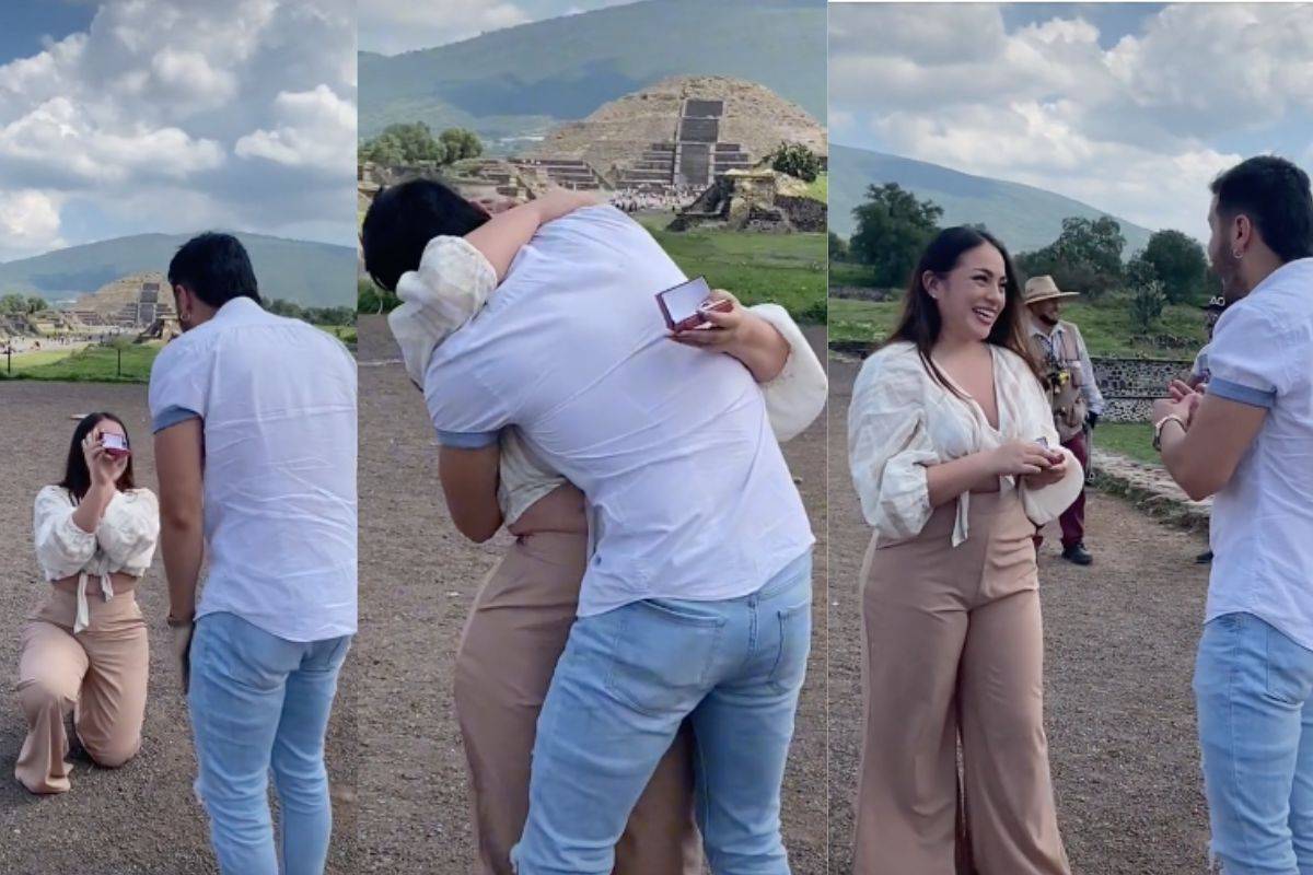 Video: Mujer pide matrimonio a su novio en Teotihuacán; crea polémica en redes - RegeneraciónMX