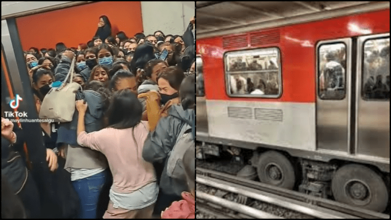 Mujer intenta salir del Metro de la CDMX y no la dejan; video se viraliza